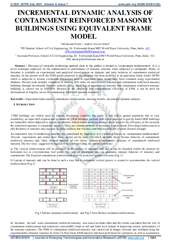 (PDF) Incremental Dynamic Analysis of Containment Reinforced Masonry Buildings Using Equivalent ...