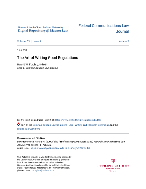(PDF) The Art of Writing Good Regulations