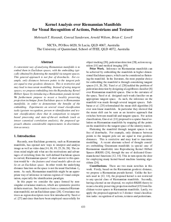 (PDF) Kernel analysis over Riemannian manifolds for visual recognition of actions, pedestrians ...