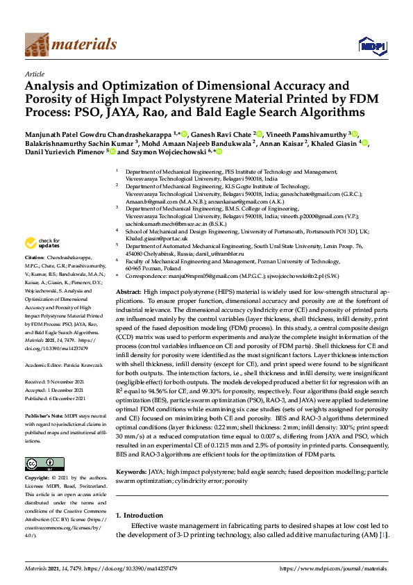 (PDF) Analysis and Optimization of Dimensional Accuracy and Porosity of ...