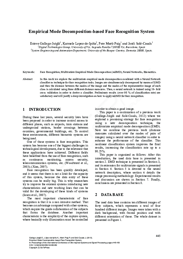 (PDF) Empirical Mode Decomposition-based Face Recognition System