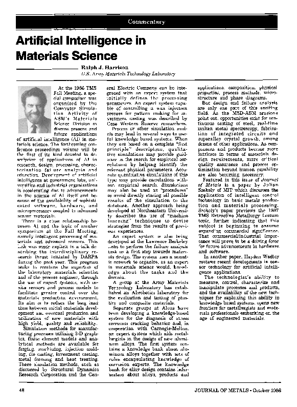 (PDF) Artificial Intelligence in Materials Science