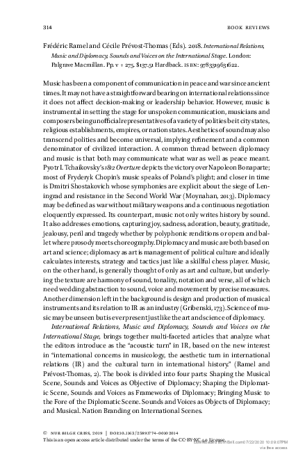 (PDF) International Relations, Music and Diplomacy, Sounds and Voices ...