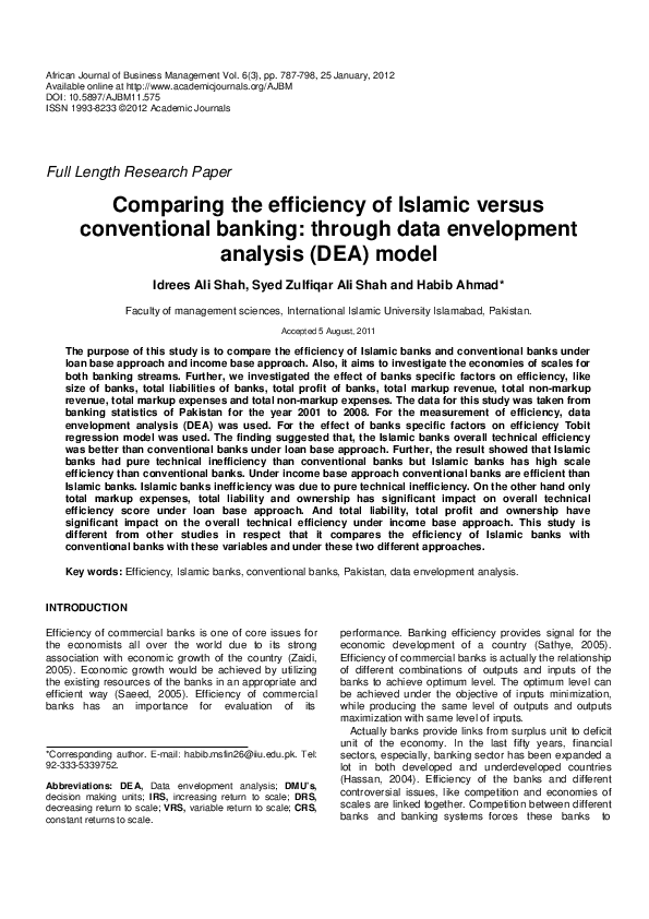 (PDF) Comparing the efficiency of Islamic versus conventional banking ...