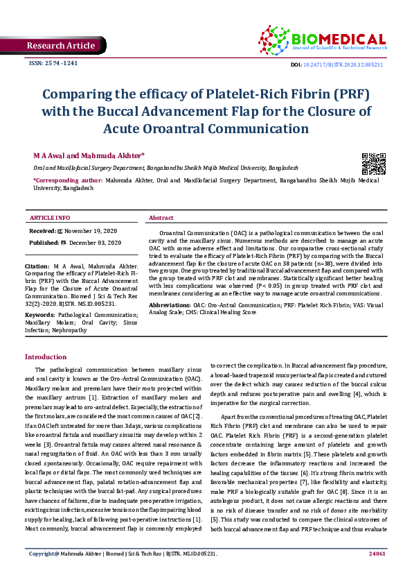 (PDF) Comparing the efficacy of Platelet-Rich Fibrin (PRF) with the ...