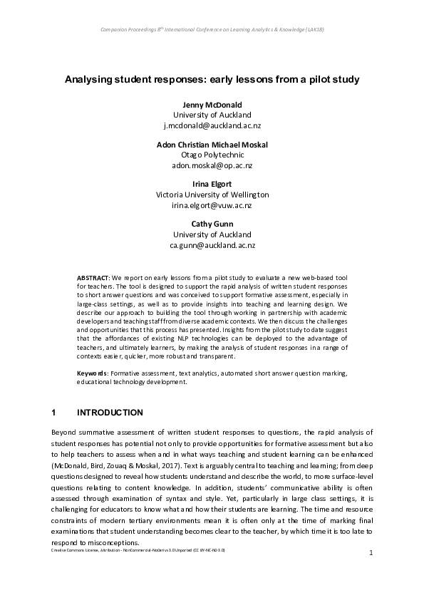 (PDF) Analysis of student discussion posts in a MOOC: Proof of concept
