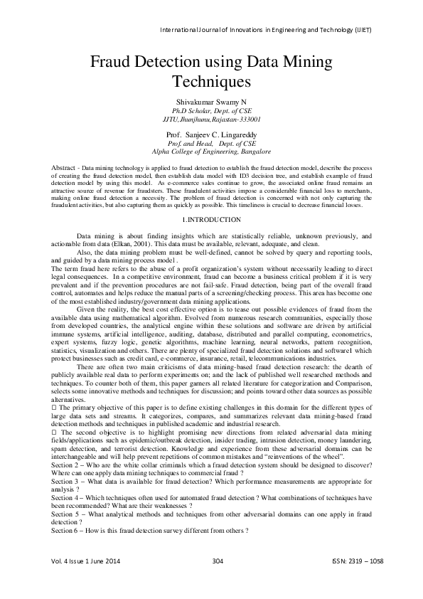 (PDF) Fraud Detection Using Data Mining Techniques