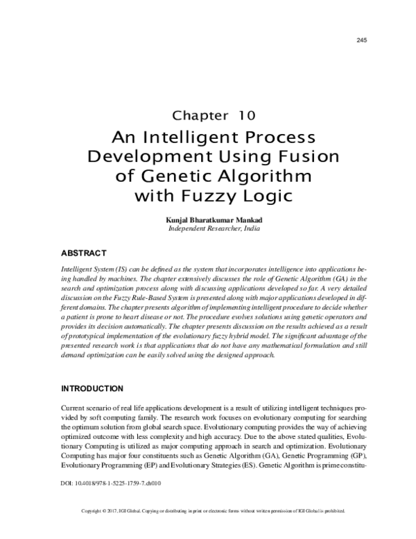 (PDF) Genetic Algorithm and Fuzzy Logic in Health