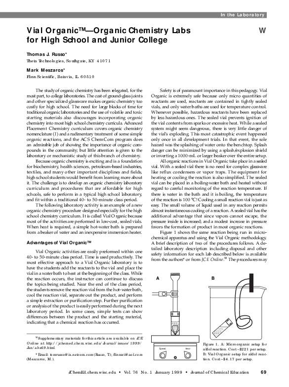 (PDF) Vial Organic - Organic Chemistry Labs for High School and Junior ...