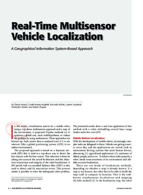 (PDF) Real-Time Multisensor Vehicle Localization: A Geographical Information System?Based Approach