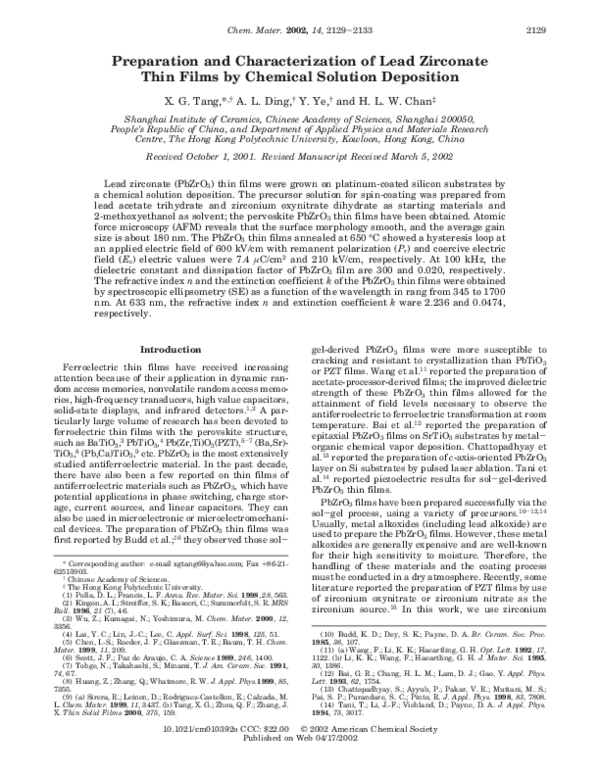 (PDF) Preparation and Characterization of Lead Zirconate Thin Films by ...
