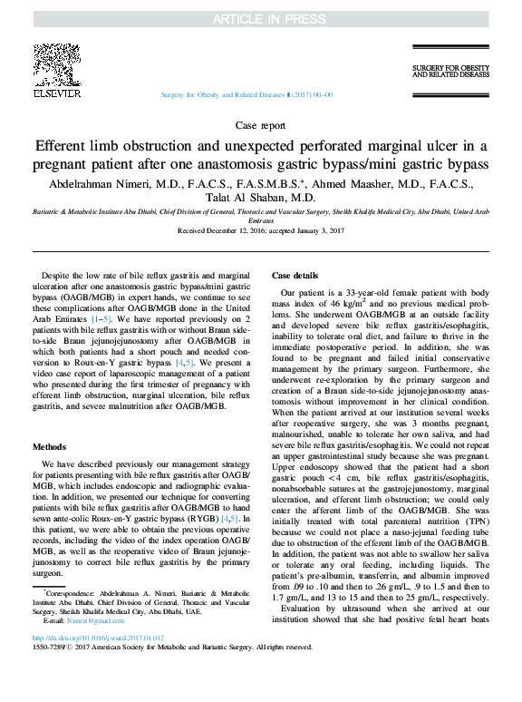 (PDF) Efferent limb obstruction and unexpected perforated marginal ...