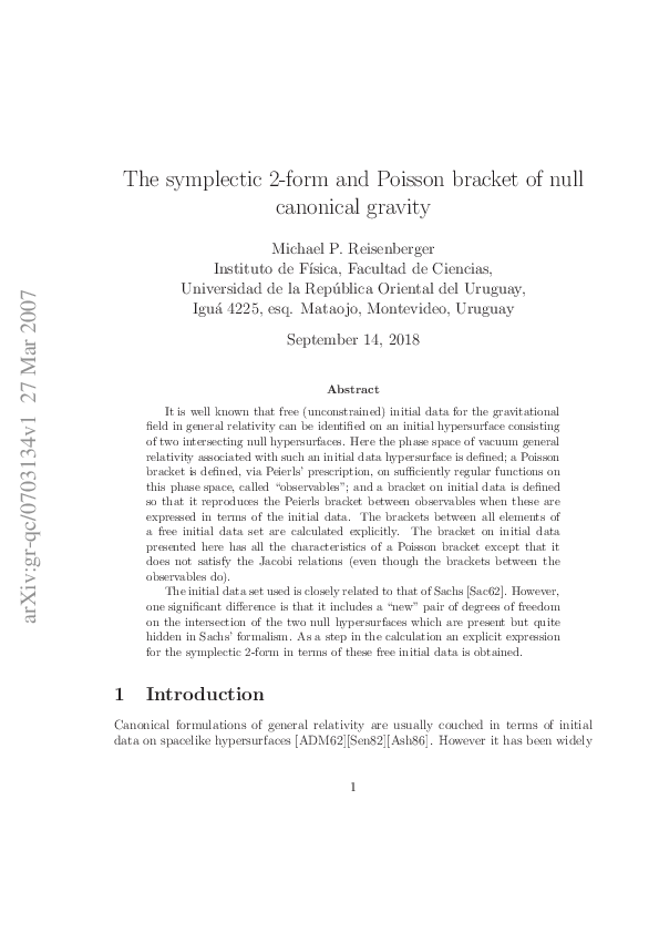 (PDF) The symplectic 2-form and Poisson bracket of null canonical gravity