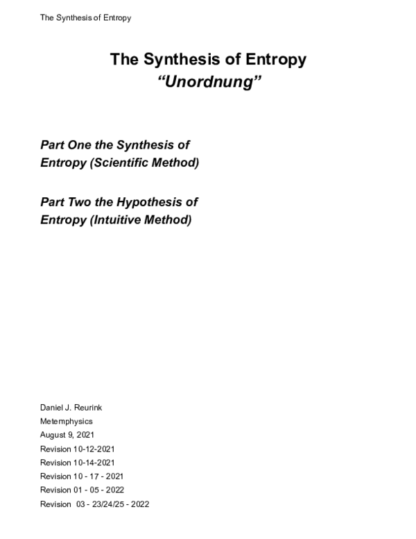 (PDF) A Synthesis of Entropy