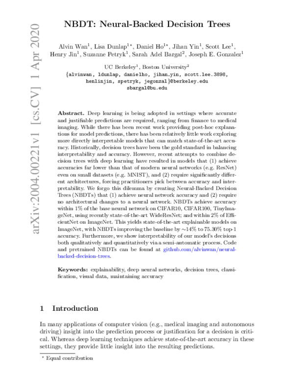 (PDF) NBDT: Neural-Backed Decision Trees