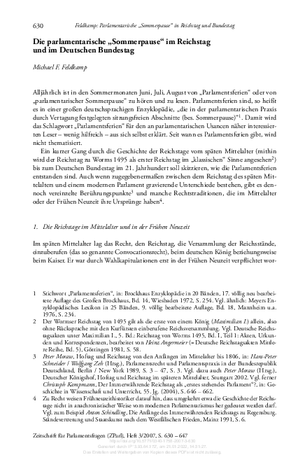 (PDF) Die parlamentarische „Sommerpause“ im Reichstag und im Deutschen ...