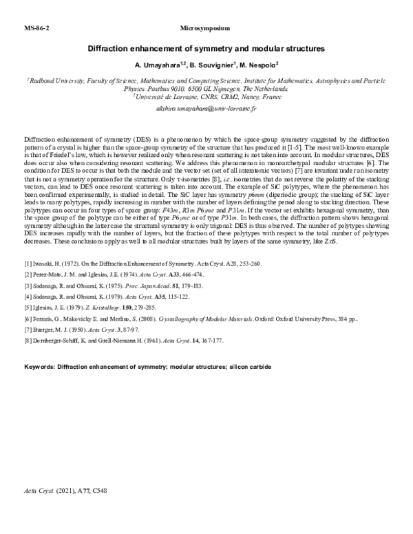 Pdf Diffraction Enhancement Of Symmetry And Modular Structures