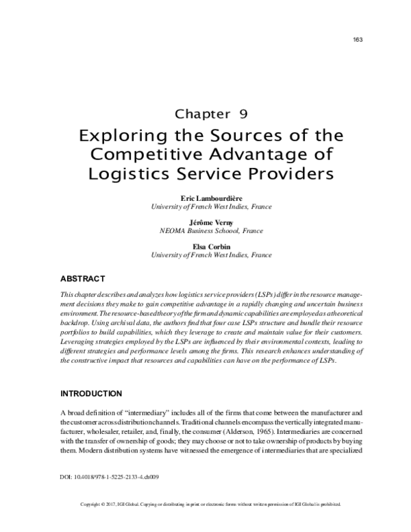 (PDF) Exploring the Sources of the Competitive Advantage of Logistics ...