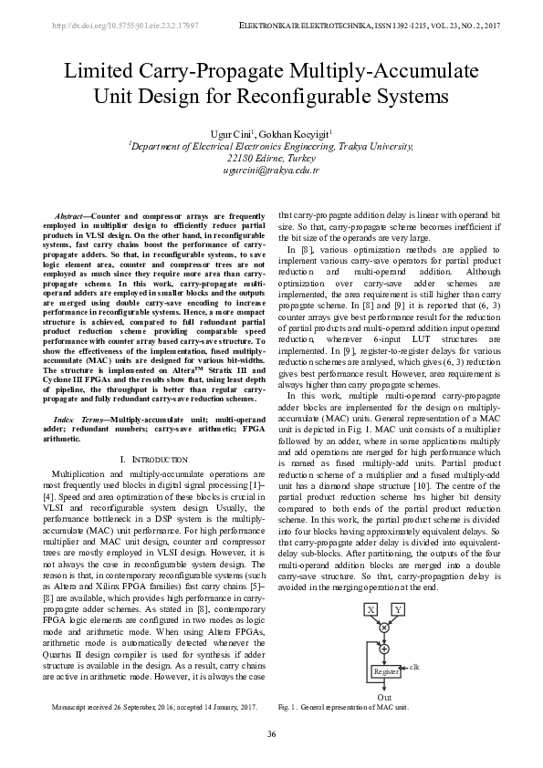 (PDF) Limited Carry-Propagate Multiply-Accumulate Unit Design for ...