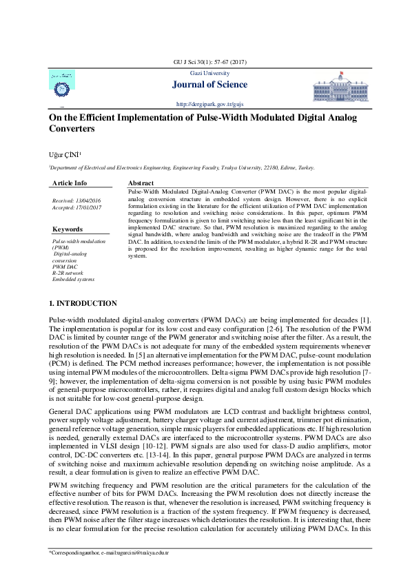 Pdf On The Efficient Implementation Of Pulse Width Modulated Digital