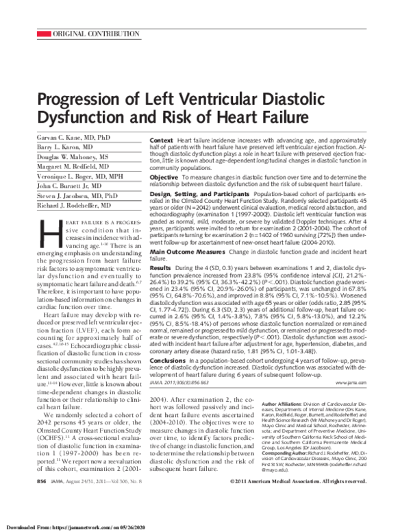 (PDF) Progression of Left Ventricular Diastolic Dysfunction and Risk of ...