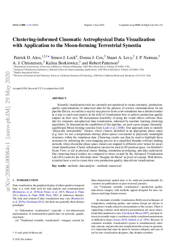 (PDF) Clustering-informed cinematic astrophysical data visualization with application to the ...