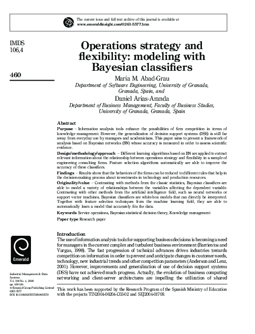 (PDF) Operations strategy and flexibility: modeling with Bayesian classifiers