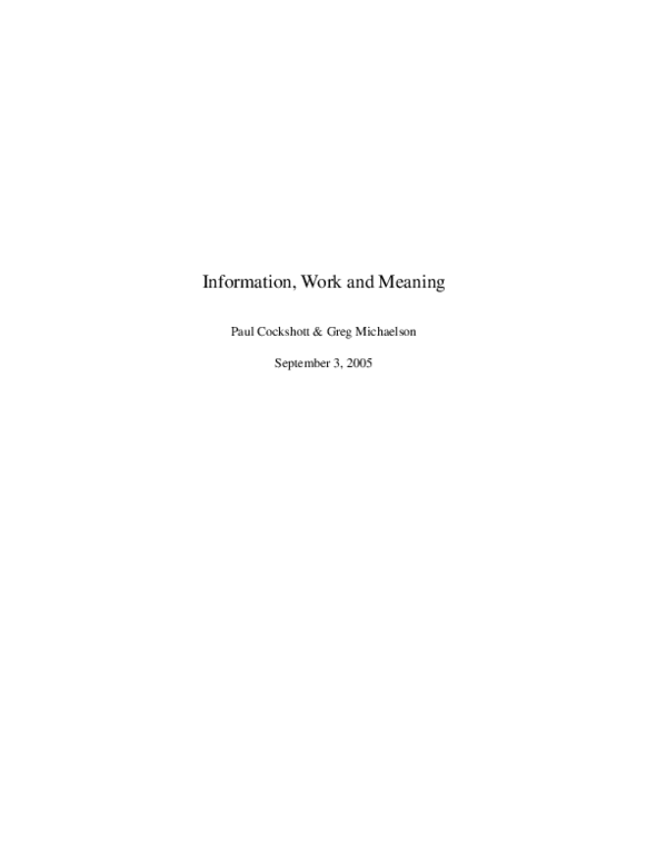 (PDF) Information, Work and Meaning