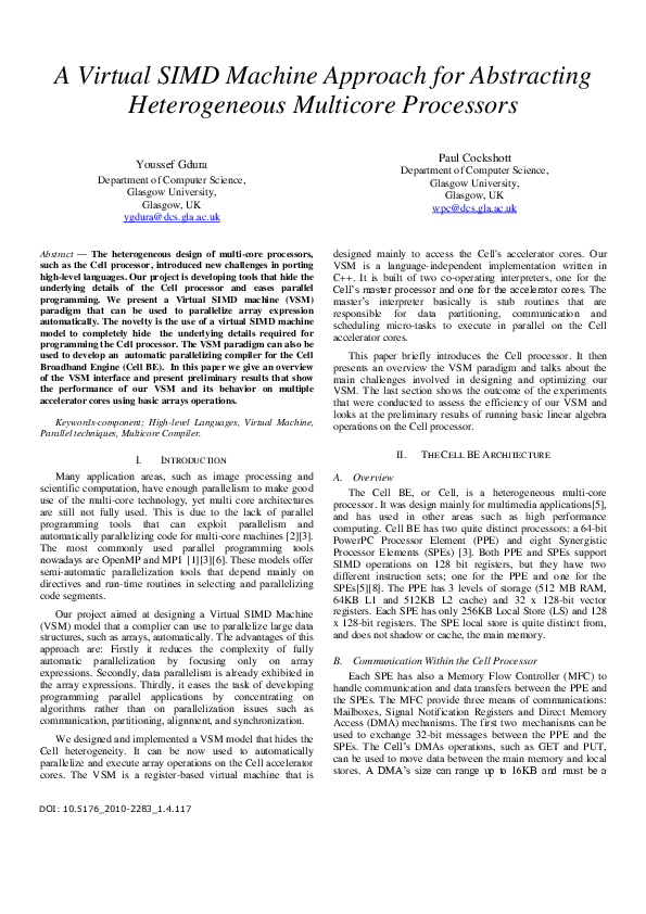 (PDF) A Virtual SIMD Machine Approach for Abstracting Heterogeneous Multicore Processors