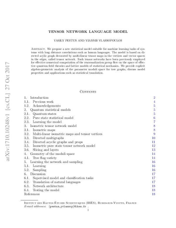 (PDF) Tensor Network Model for Long-Distance Correlation Learning