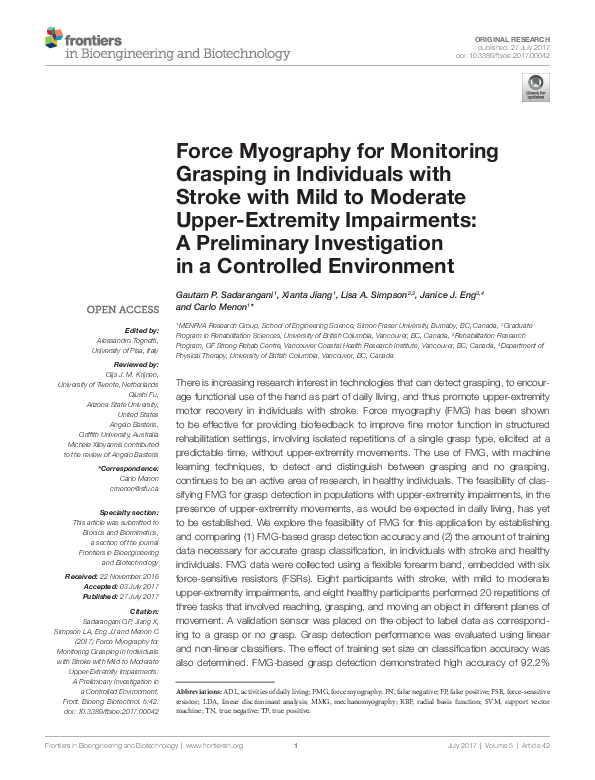 (PDF) Assessment of Low-Density Force Myography Armband for ...