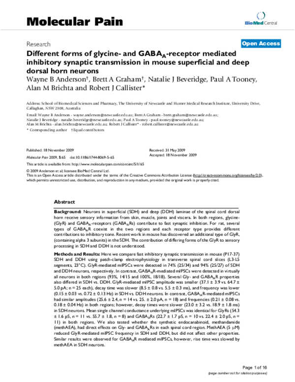 (PDF) Molecular Pain BioMed Central | Natalie Beveridge - Academia.edu