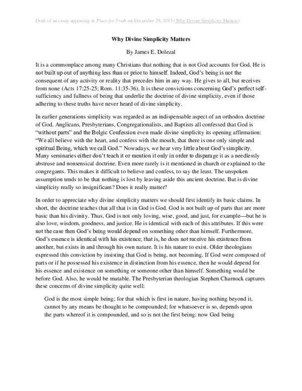 (PDF) Why Divine Simplicity Matters