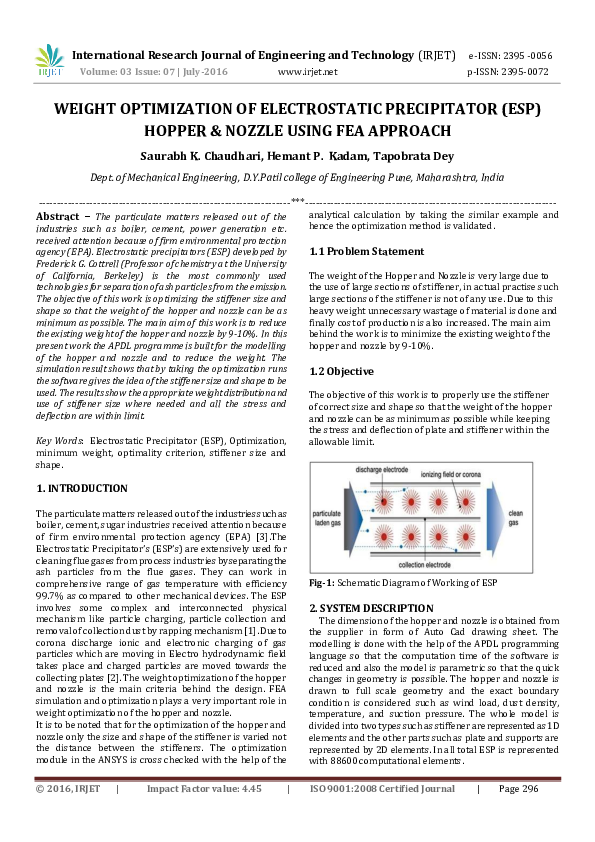 (PDF) Weight Optimization of Electrostatic Precipitator (Esp) Hopper ...