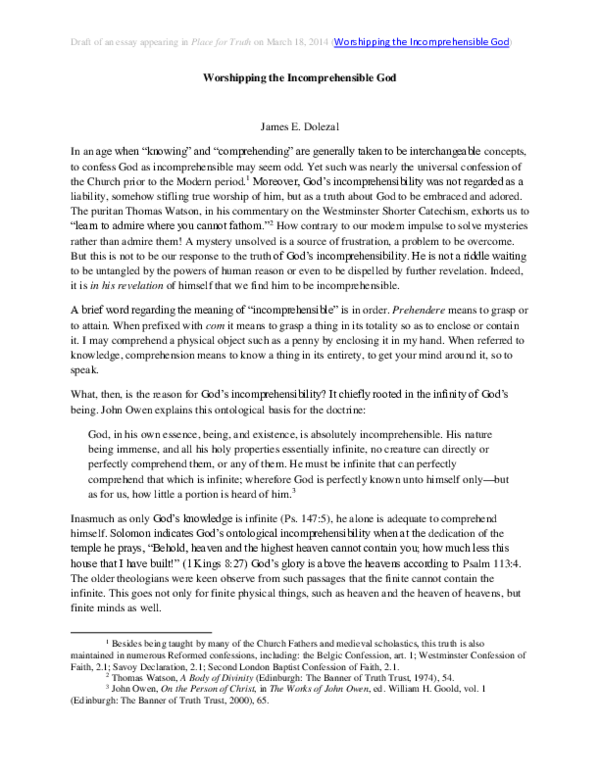 (PDF) Worshipping the Incomprehensible God