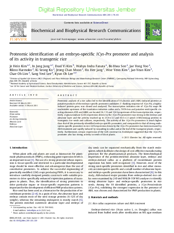 (PDF) Proteomic identification of an embryo-specific 1Cys-Prx promoter ...