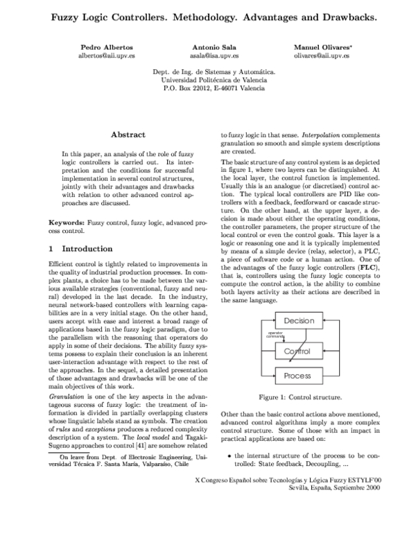 (PDF) Fuzzy Logic Controllers. Methodology, Advantages and Drawbacks (PDF) Fuzzy Logic Controllers. Methodology, Advantages and Drawbacks