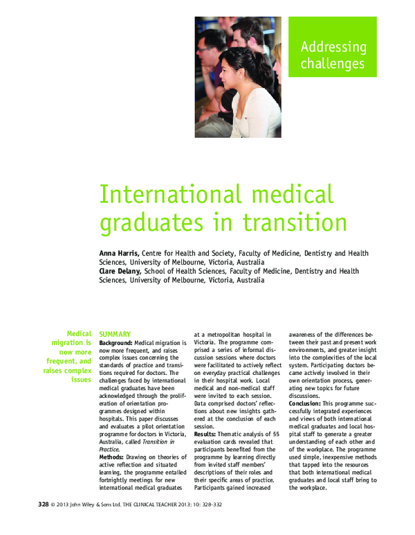 International medical graduates in transition