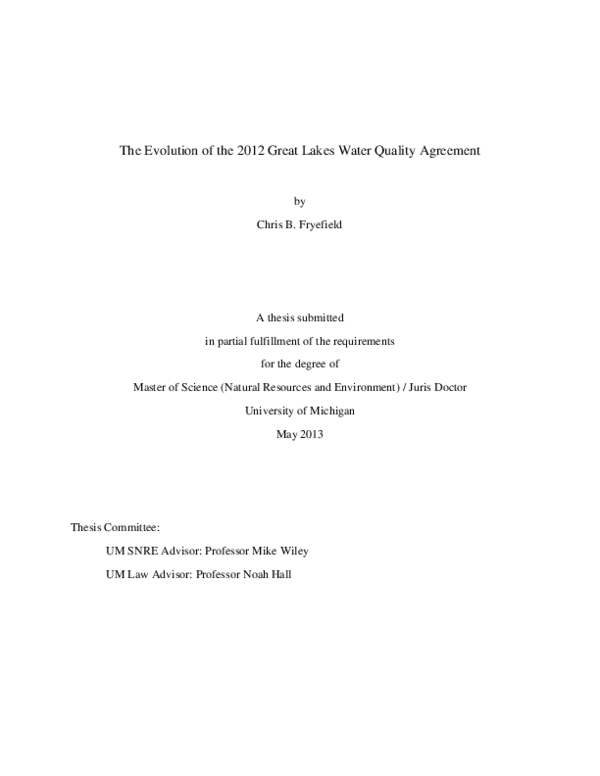 (PDF) The Evolution of the 2012 Great Lakes Water Quality Agreement