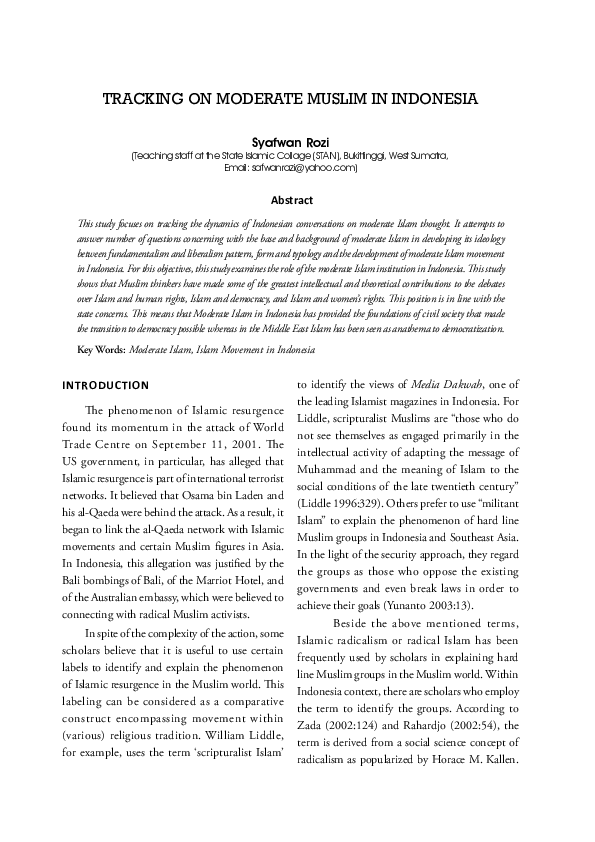 (PDF) Tracking on Moderate Muslim in Indonesia