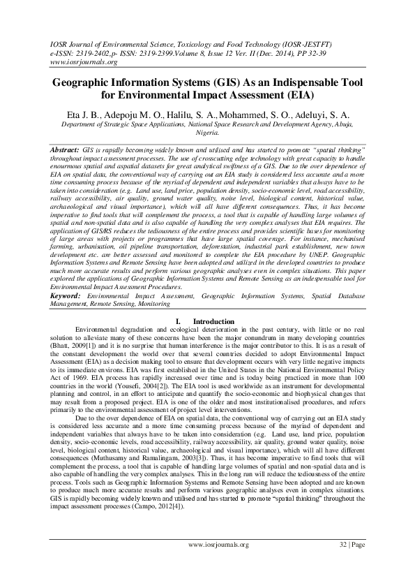 (PDF) Geographic Information Systems (GIS) As an Indispensable Tool for ...