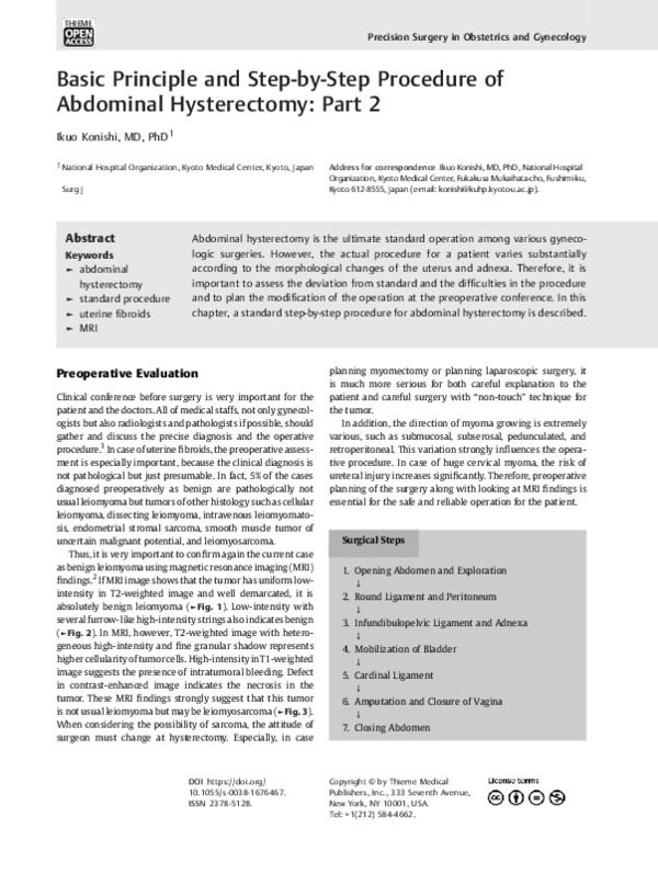 (PDF) Basic Principle and Step-by-Step Procedure of Abdominal Hysterectomy: Part 2