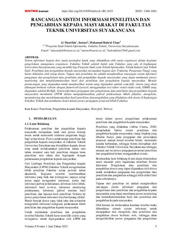 (PDF) Rancangan Sistem Informasi Penelitian Dan Pengabdian Kepada Masyarakat DI Fakultas Teknik ...
