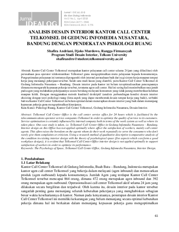 (PDF) Analisis Desain Interior Kantor Call Center Telkomsel DI Gedung ...