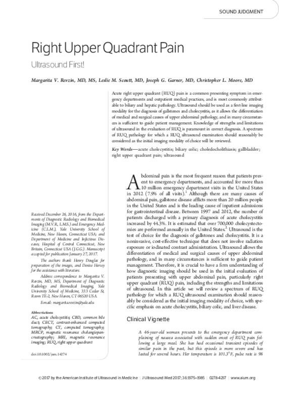 (PDF) Right Upper Quadrant Pain: Ultrasound First!