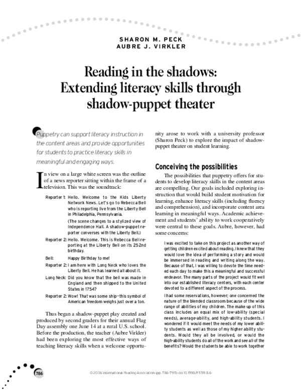 (PDF) Reading in the Shadows: Extending Literacy Skills Through Shadow ...