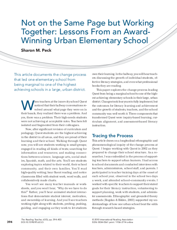 (PDF) Transforming Learning in an Urban School