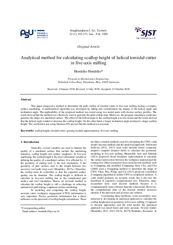 (PDF) Analytical method for calculating scallop height of helical ...