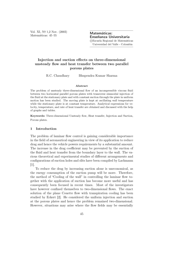 (PDF) Injection and suction effects on three-dimensional unsteady flow ...