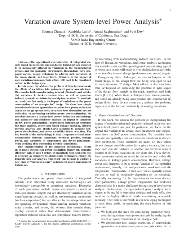Pdf Variation Aware System Level Power Analysis